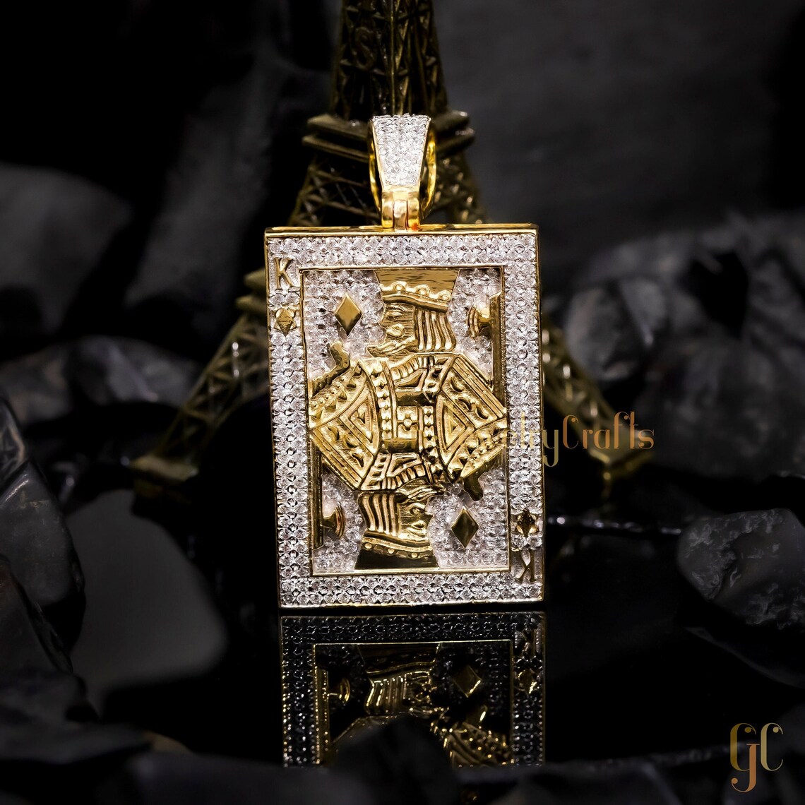 Hip Hop king Card Poker Pendant, Round Moissanite Diamond Royal King ...