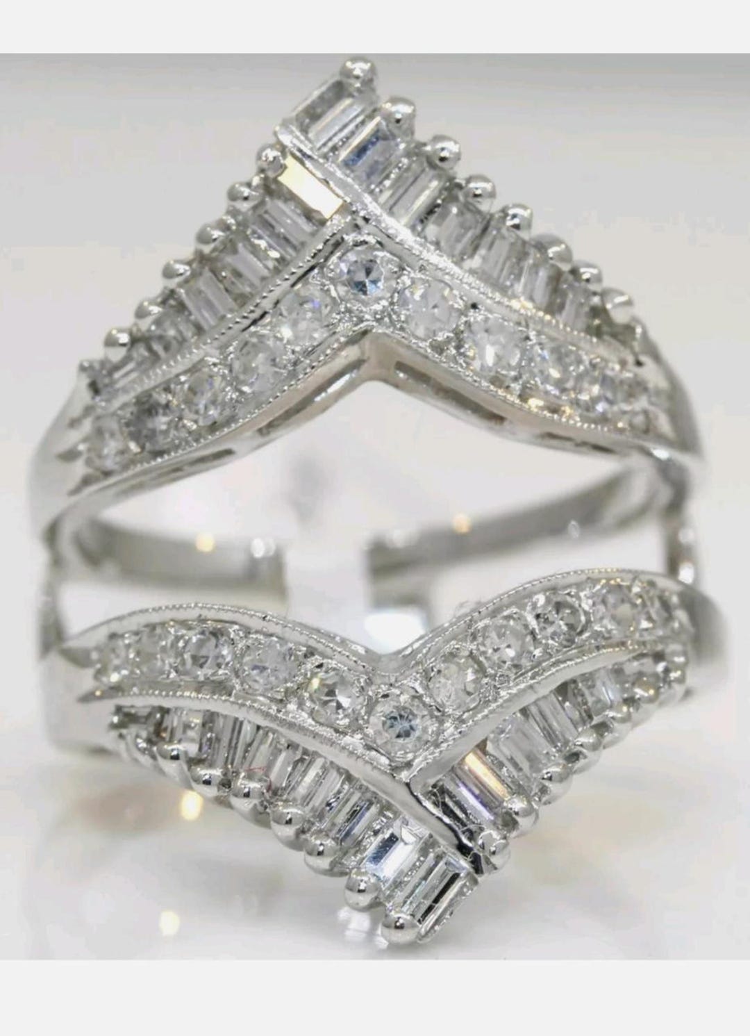 Enhancer Guard Band, Round & Baguette Cut CZ Stone Engagement Band ...