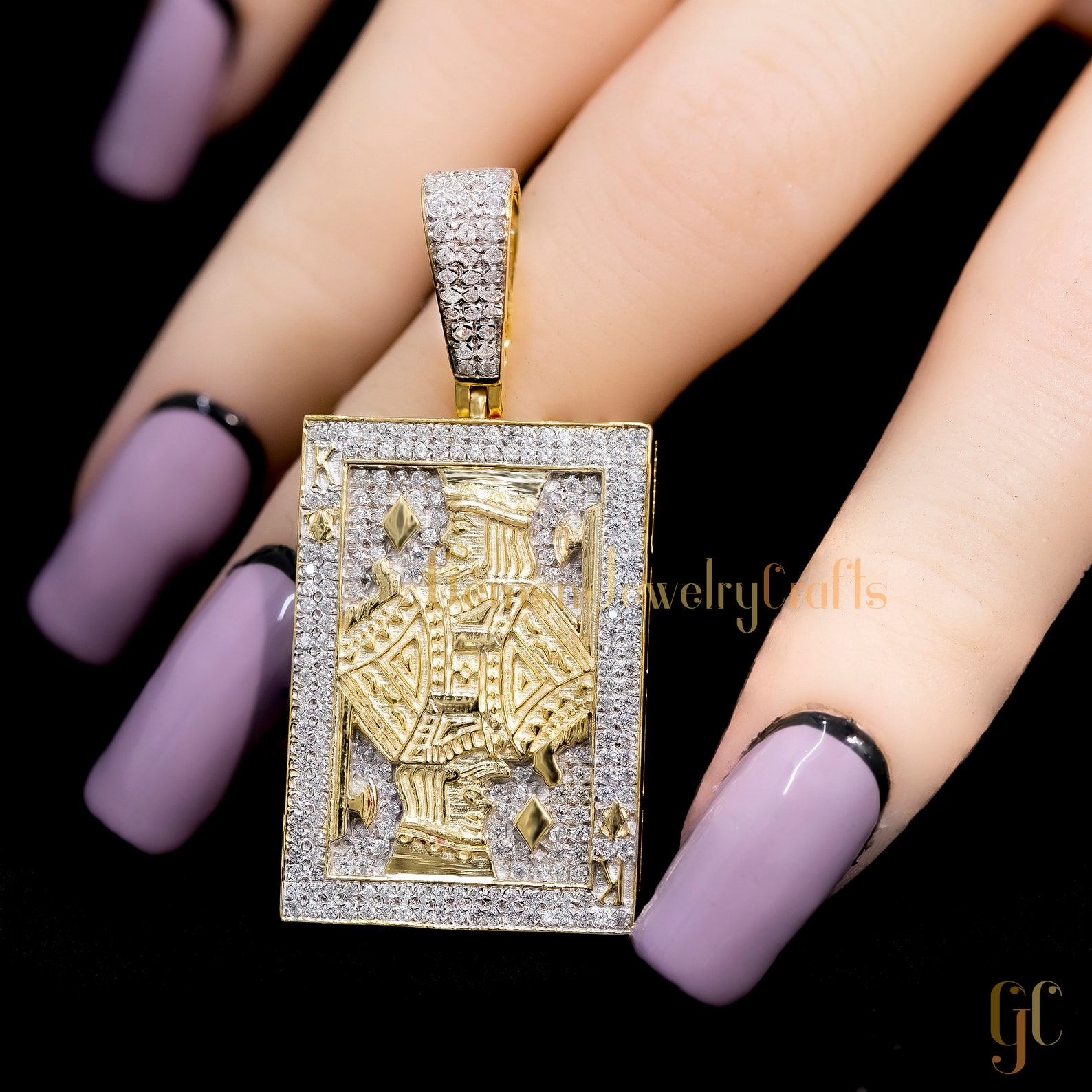 Hip Hop "king Card Poker" Pendant, Round Moissanite Diamond Royal King ...
