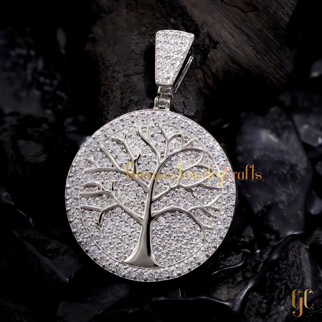 Tree of Life Pendant, 3.23TCW Round Cut Moissanite Diamond Tree Pendant ...
