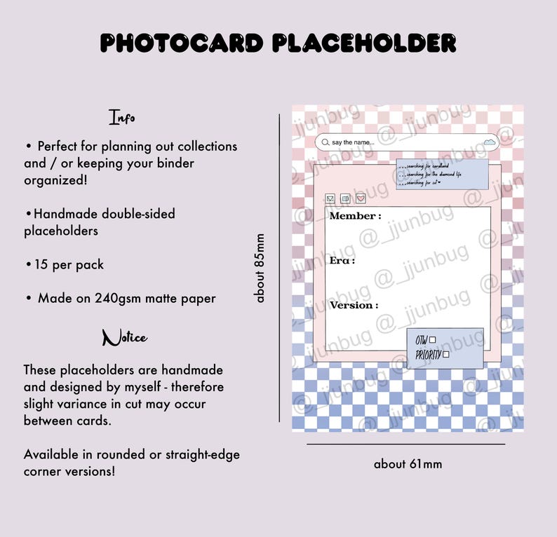 Seventeen Photocard Binder Filler - Kpop Placeholder Caratland SVT ...
