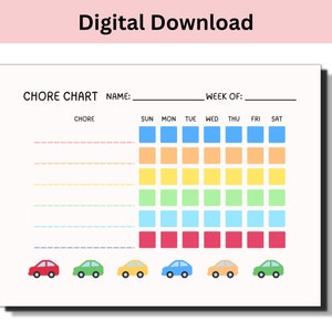 Printable Chore Chart for Kids Daily Routine Chart Chore Tracker ...