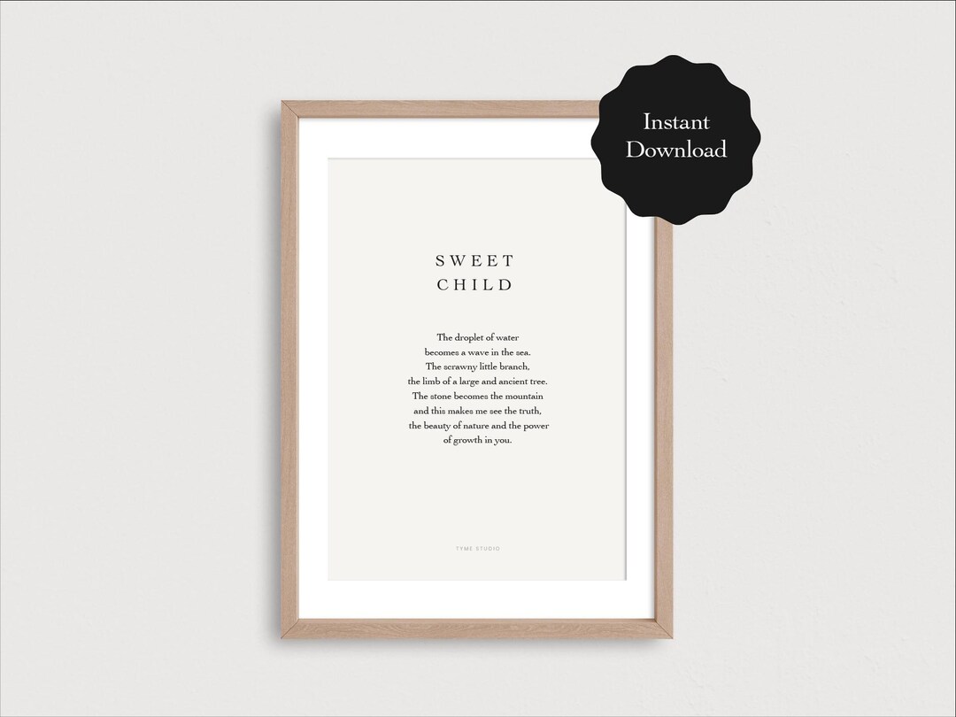 Instant Download – Sweet Child Poem – Original Baby Poem – Newborn ...