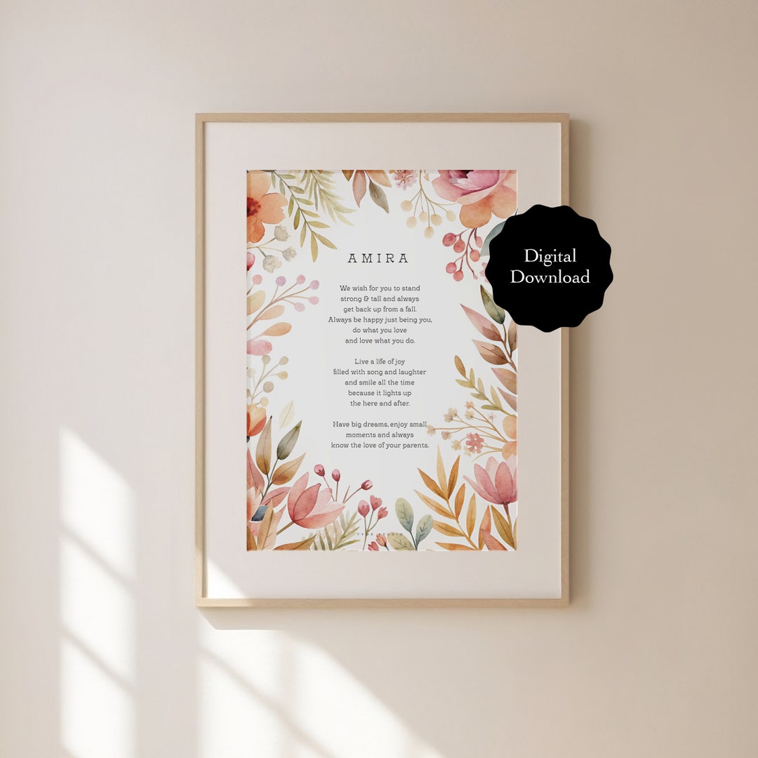 Personalized Newborn Poem Print: Floral Nursery Wall Art (digital ...