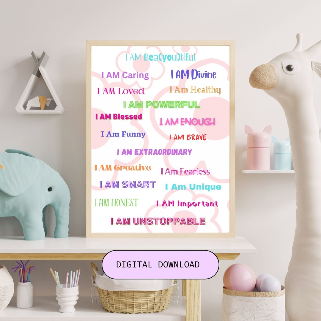 I Am Children's Positive Affirmations Printable Wall Art/ Self-love ...