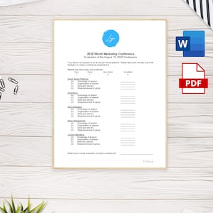 Evaluation Form Template - Editable Printable Business Conference ...