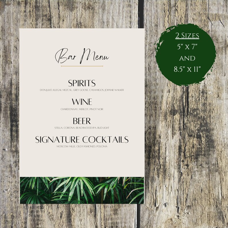 Bar Menu Template Bundle Tropical Destination Wedding Event - Etsy