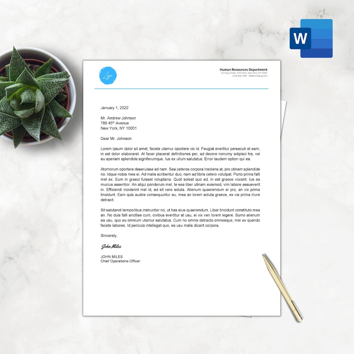 Professional Letter Template - Editable Printable Business Customer ...