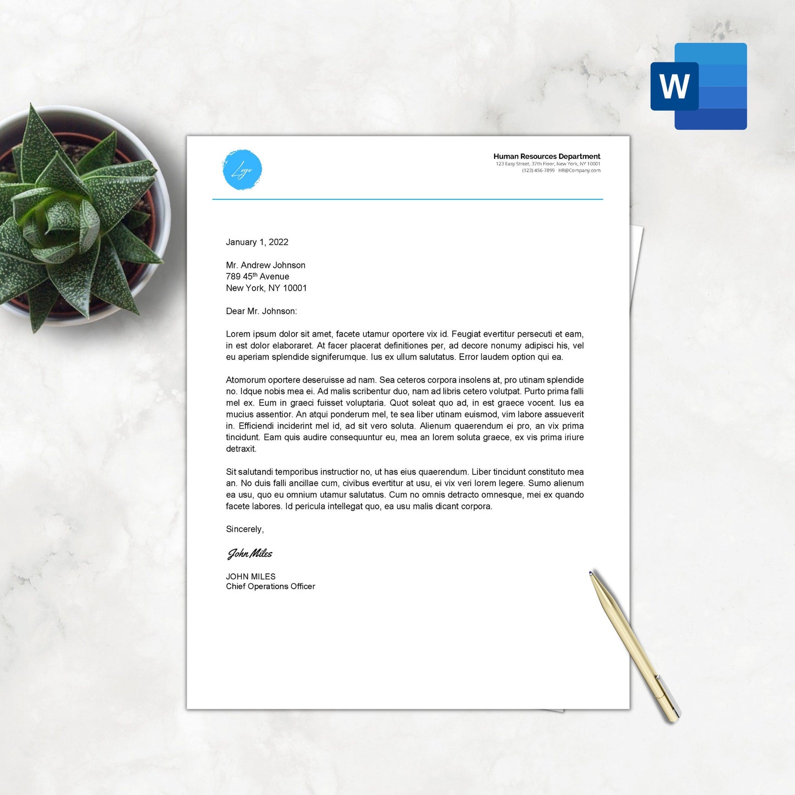 Professional Letter Template - Editable Printable Business Customer ...