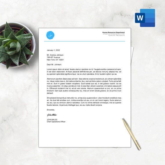 Professional Letter Template Editable Printable Business - Etsy