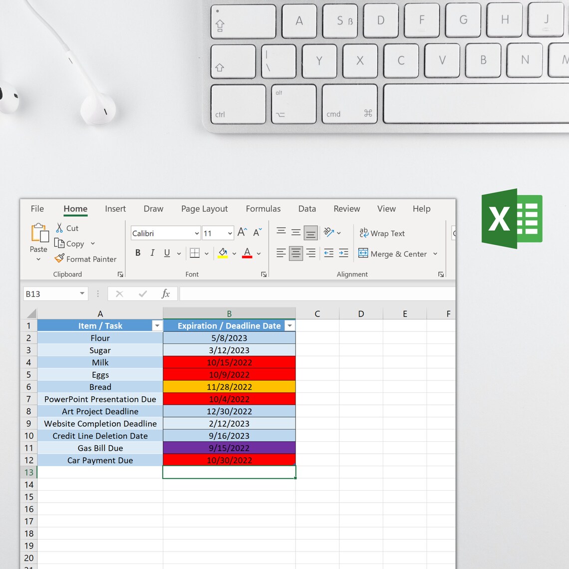 Deadline Tracker Expiration Tracker Spreadsheet - Alerts and Highlights ...