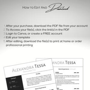 Modern Professional Resume Template Canva Cover Letter - Etsy