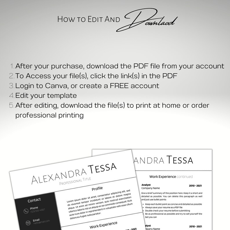 Modern Professional Resume Template Canva, Cover Letter Template ...