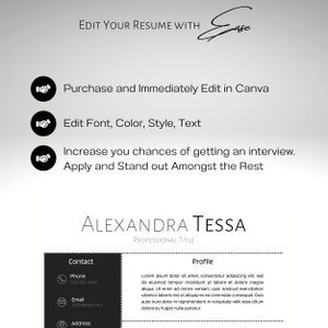 Modern Professional Resume Template Canva Cover Letter - Etsy
