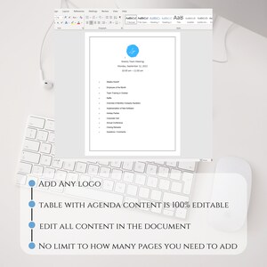 Meeting Agenda Template Editable Printable Business Team Staff Weekly ...