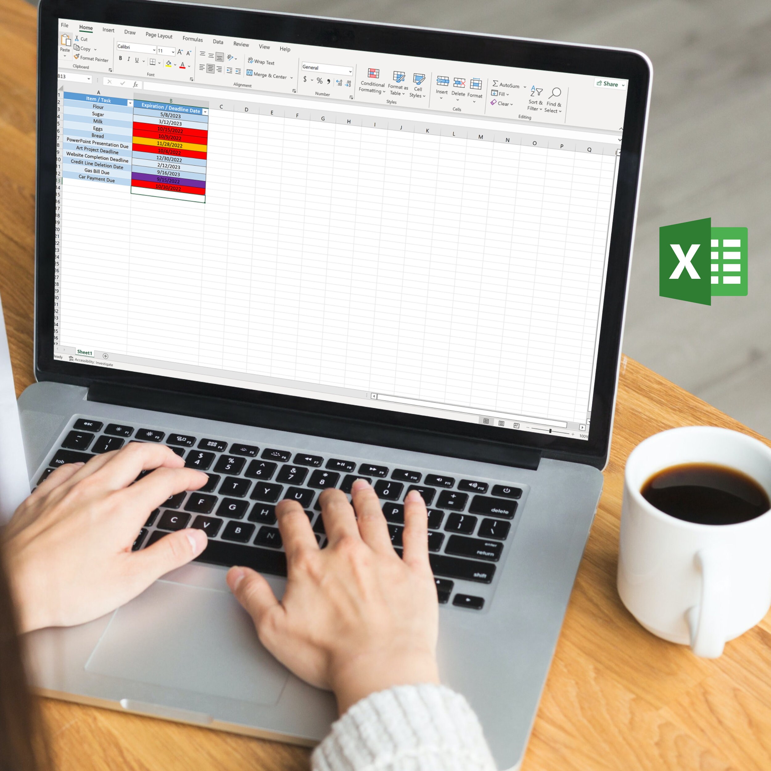 Deadline Tracker Expiration Tracker Spreadsheet - Alerts and Highlights ...