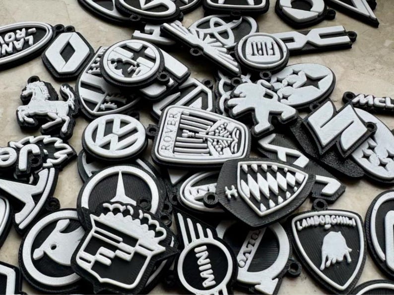 Car Logo Keychain Black & White - Car Keyring, Personalized Auto Gift ...