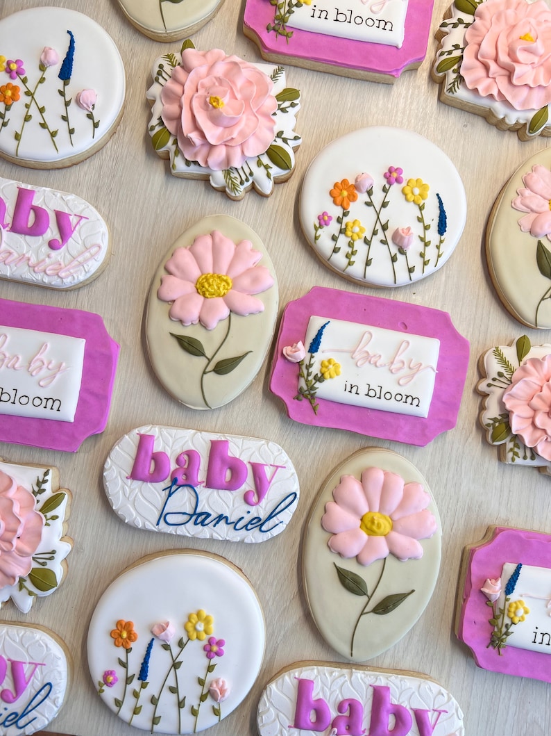 Baby in Bloom / Wildflower Sugar Cookies/favors. - Etsy