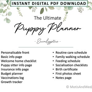 Ultimate Puppy Pet Planner Bundle - Eucalyptus - Instant Digital ...