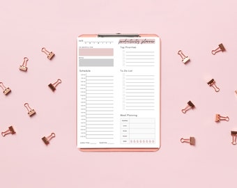 Daily Planner, Printable, PDF, Undated, Productivity Planner, Digital ...