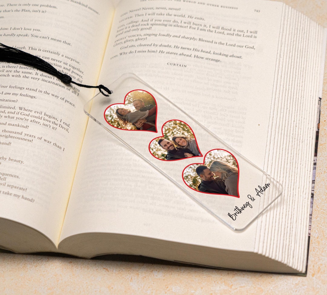Valentines Couple Photo Bookmark, Couple Name Bookmark, Personalized ...