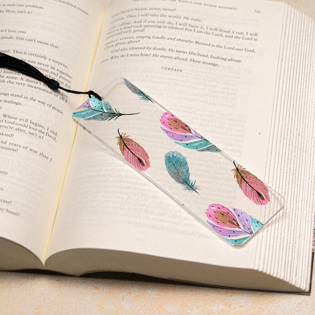 Tribal Pattern Bookmark, Native American Bookmark, Cactus and Feathers ...
