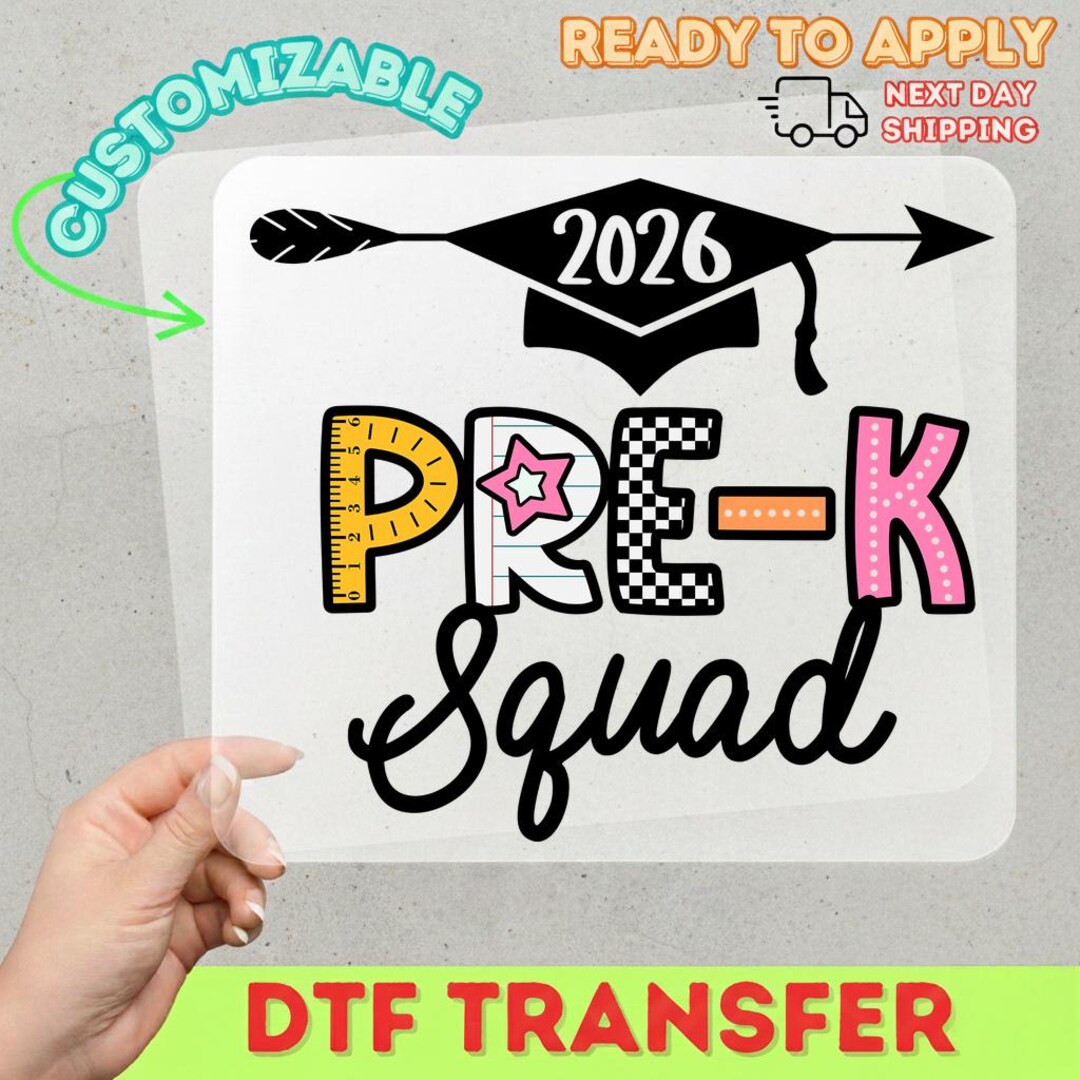 Vibrant Pre-k DTF Transfer Design for Preschool Kids Back to School ...