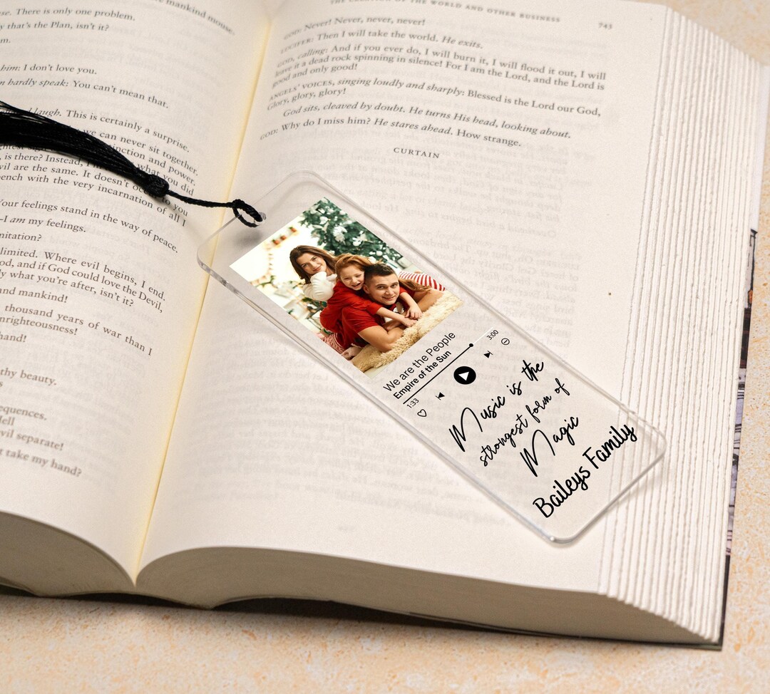 Custom Music Player Bookmark, Couple Photo Bookmark, Personalized Song ...