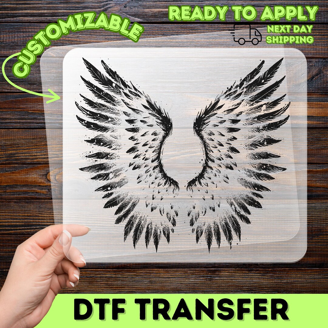 Distressed Angel Wings DTF Transfer, Spiritual Symbolism Iron-on Decal ...