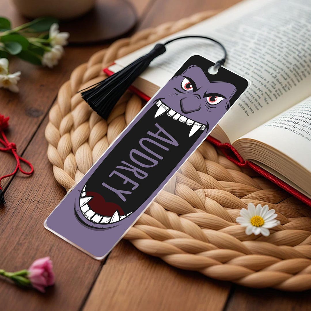 Personalized Halloween Monster Bookmark With Tassel, Custom Name Spooky ...