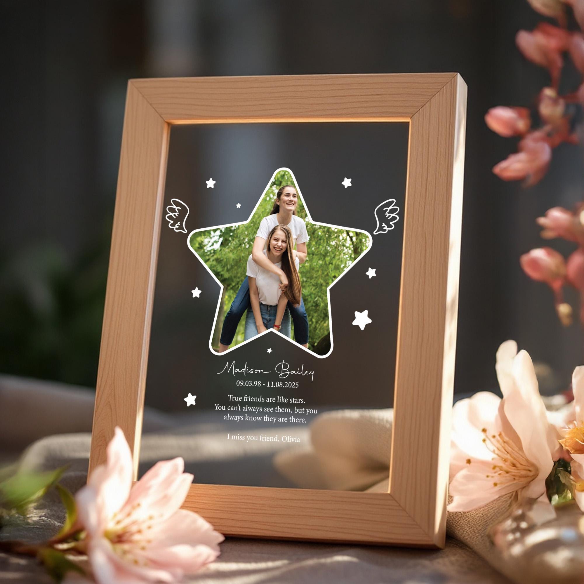 Custom Memorial Photo Frame With Angel Wings | Personalized in Memory ...