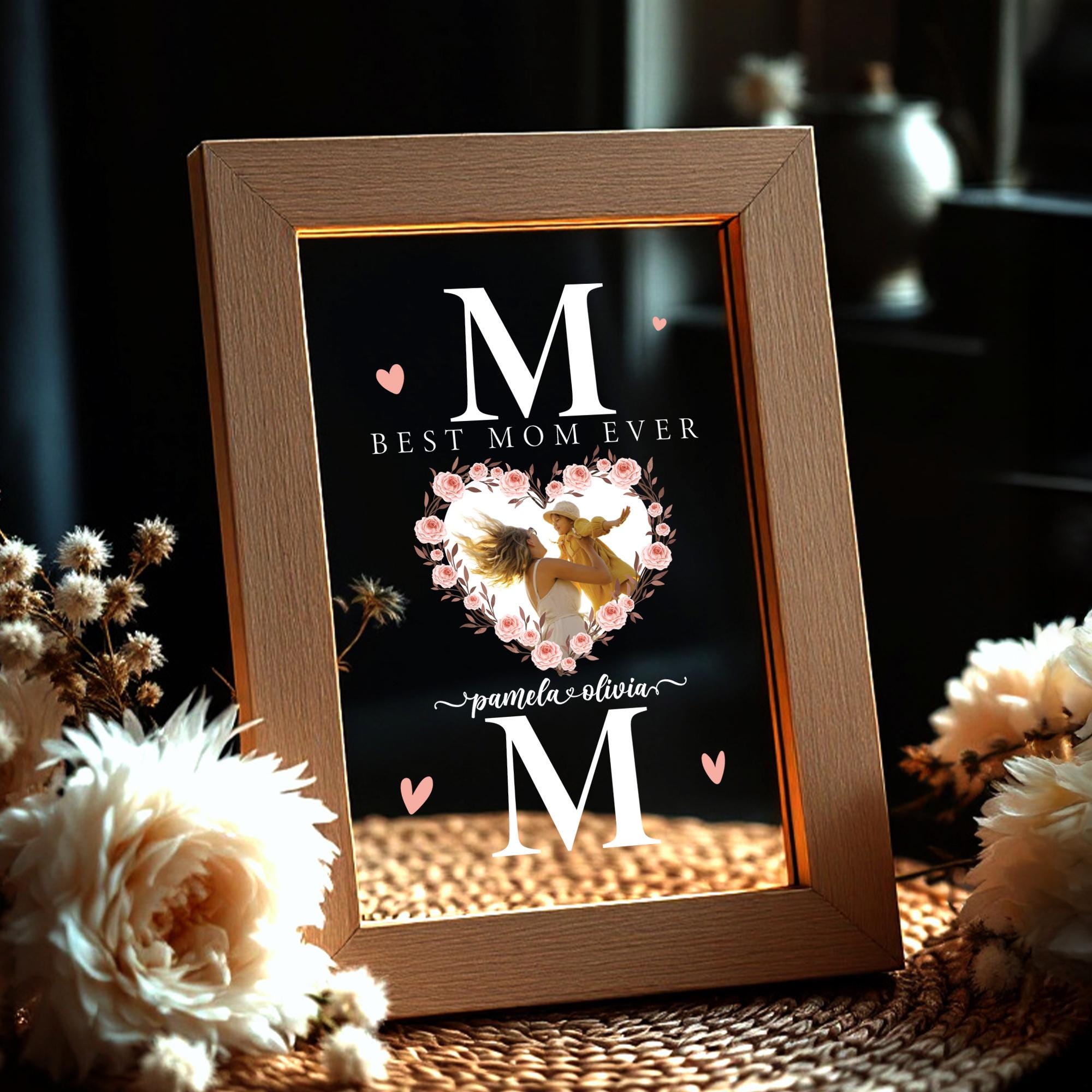 Best Mom Photo Frame, Personalized Picture With Light, Custom Night ...