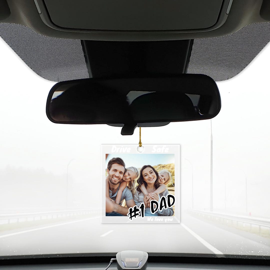 Fathers Day Car Mirror Charm, Personalized Acrylic Rearview Mirror ...