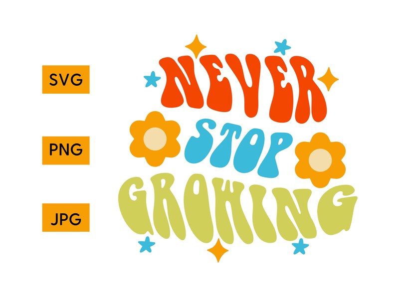 Retro PNG File Never Stop Growing Retro Art - Etsy