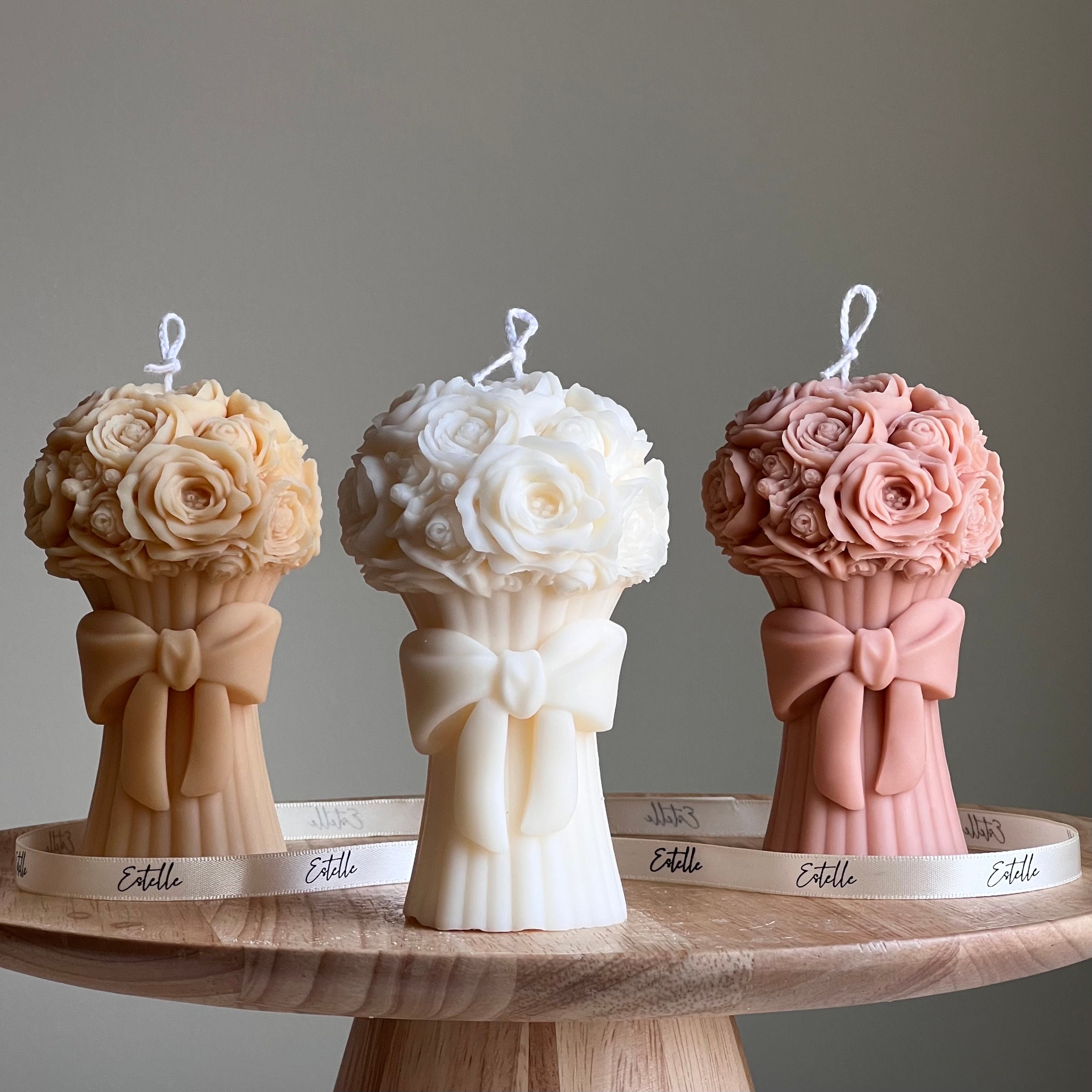 Flower Bouquet Candle sculptural Flower Pillar Candle house - Etsy