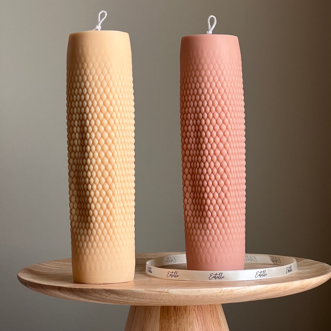 Tall Dotted Pillar Candle | Sculptural Pillar Candle | Tall Candle ...