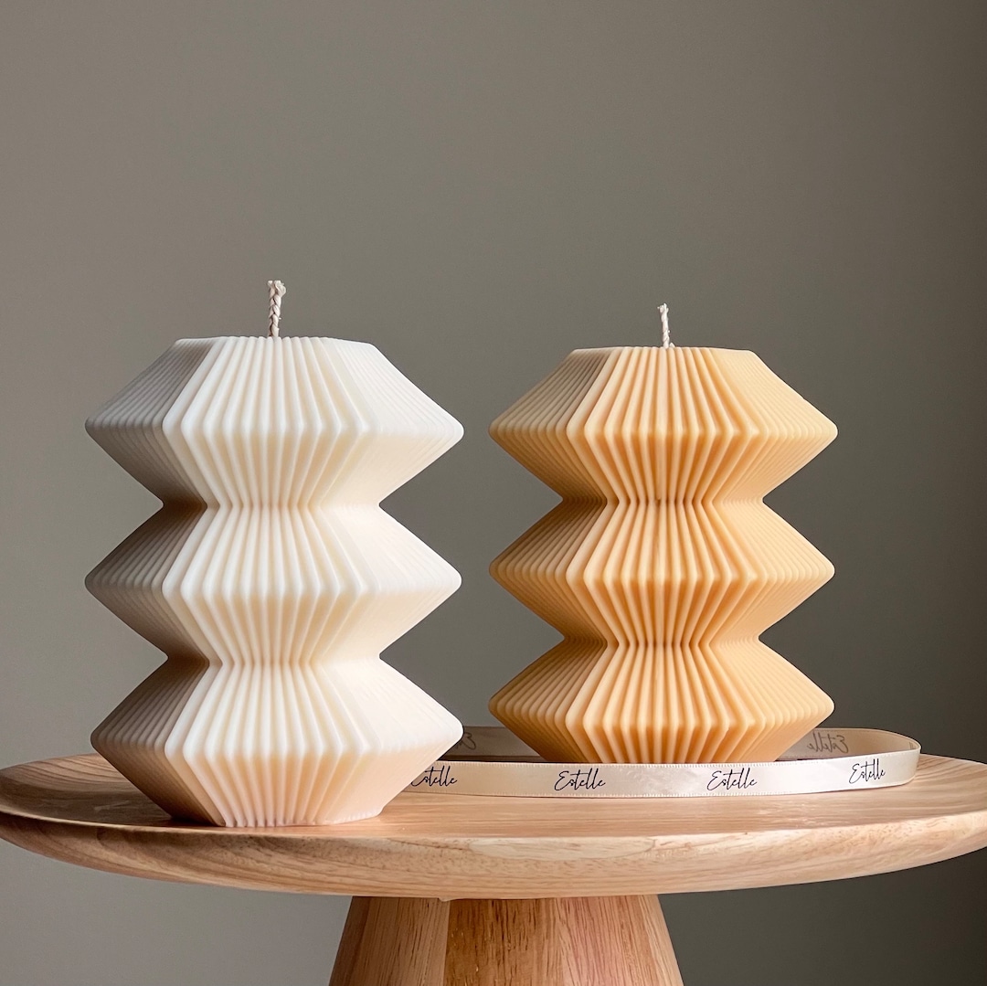 Large Ribbed Hexagon Candle | Trendy Rope Handmade Decorative Candle ...