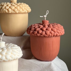 Large Autumn Acorn Candle | Handmade Gift | Cool Candle| Soy Wax Candle ...