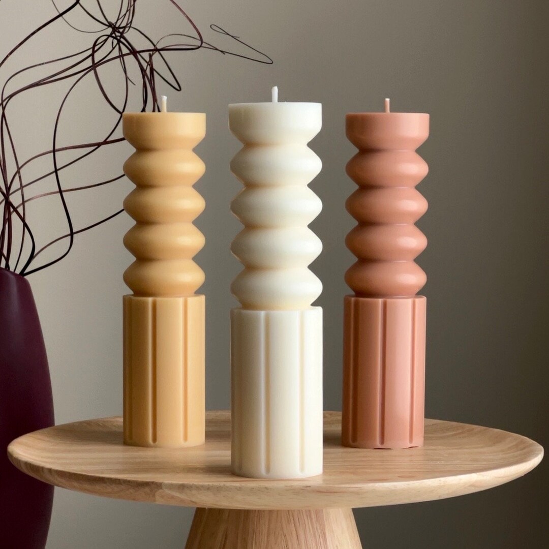 Round Tall Pillar Candle | Soy Wax Candle| Decorative Candle| Wavy ...