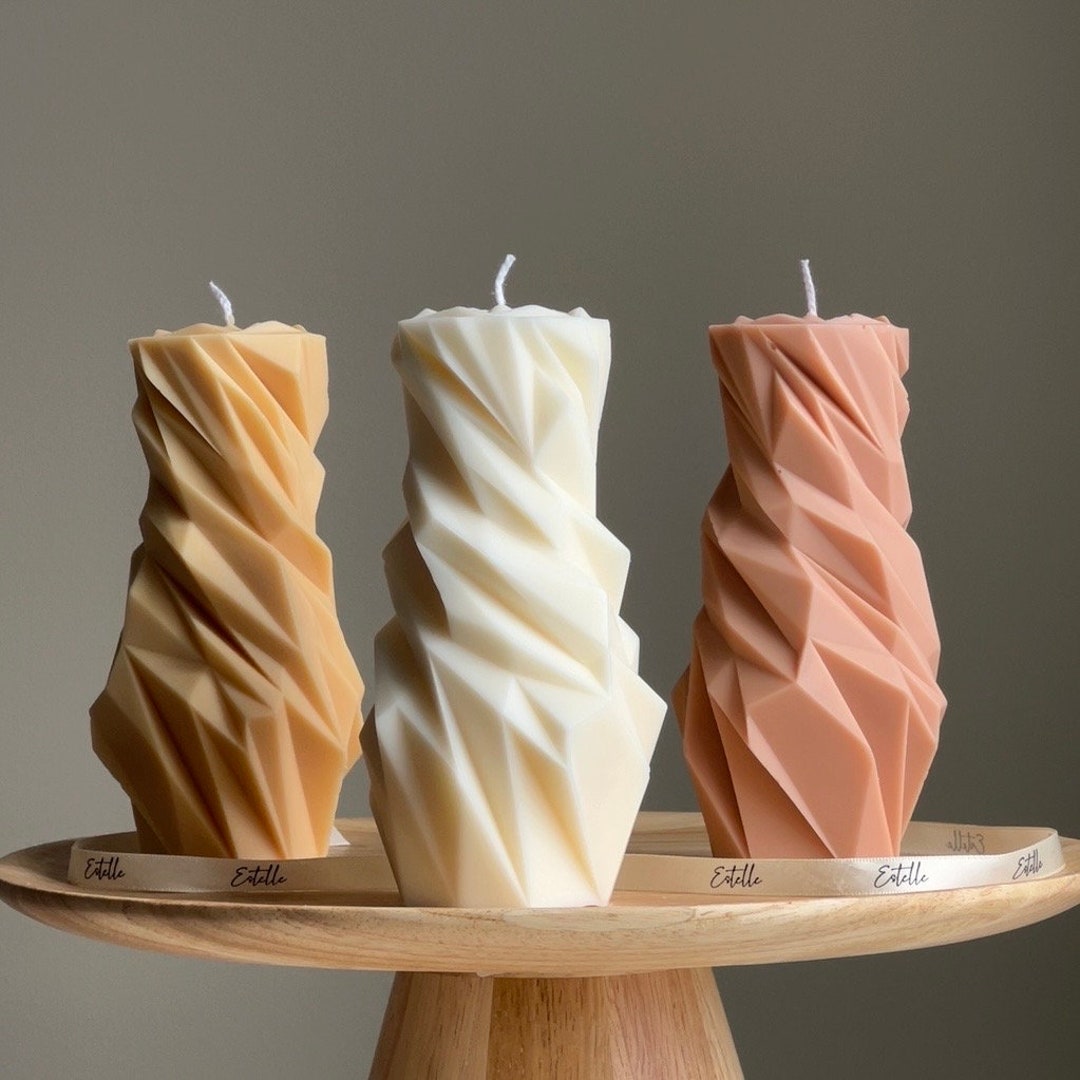 Diamond Pillar Candle | Sculptural Pillar Candle| Shaped Handmade ...