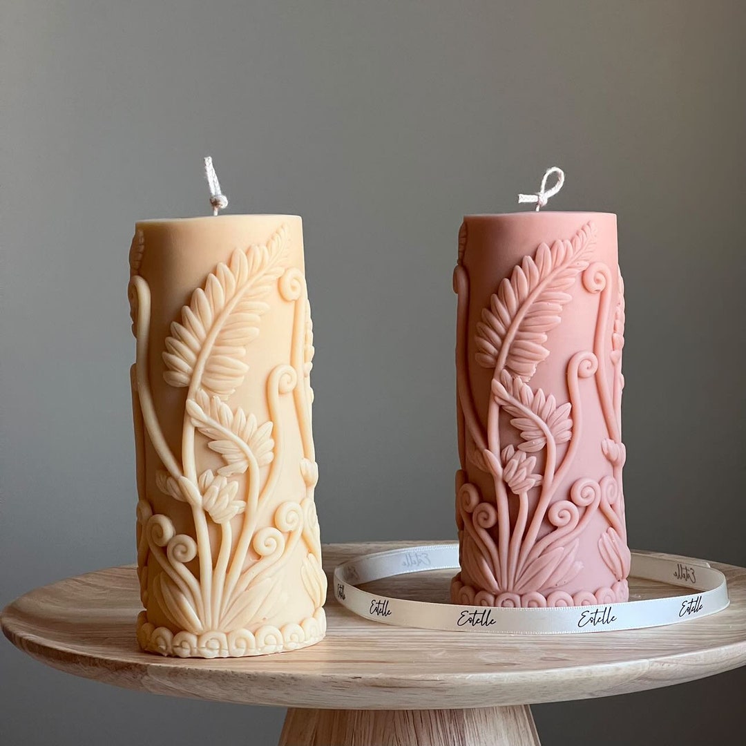 Large Fern Pillar Candle | Sculptural Pillar Candle | House Warming ...