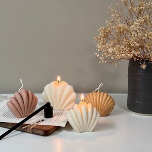 Large Sea Shell Candle | Decorative Soy Wax Candle | Clam Shell Candle ...