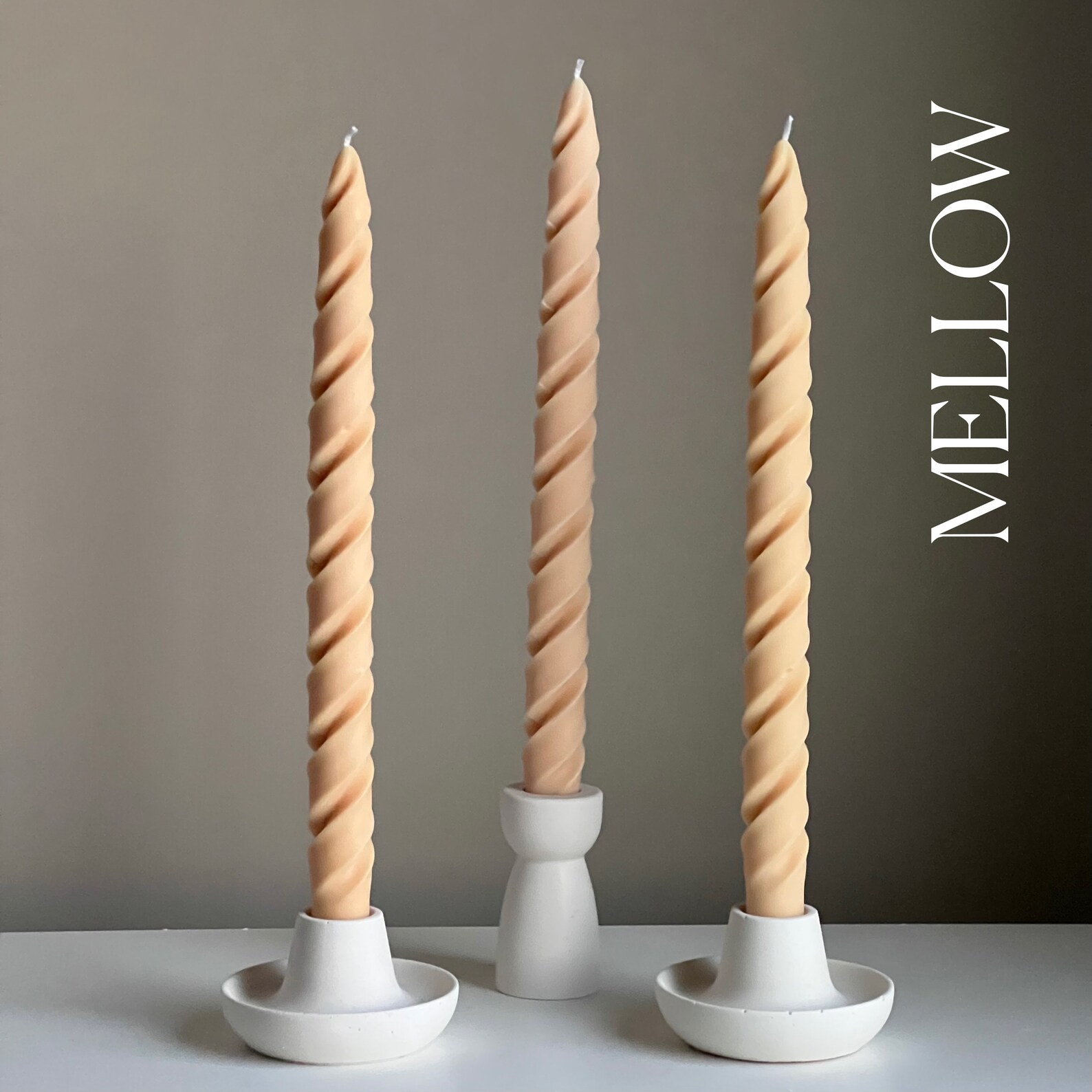 Tall Twisted Soy Wax Taper Candle: Handmade Pastel Decor - Etsy