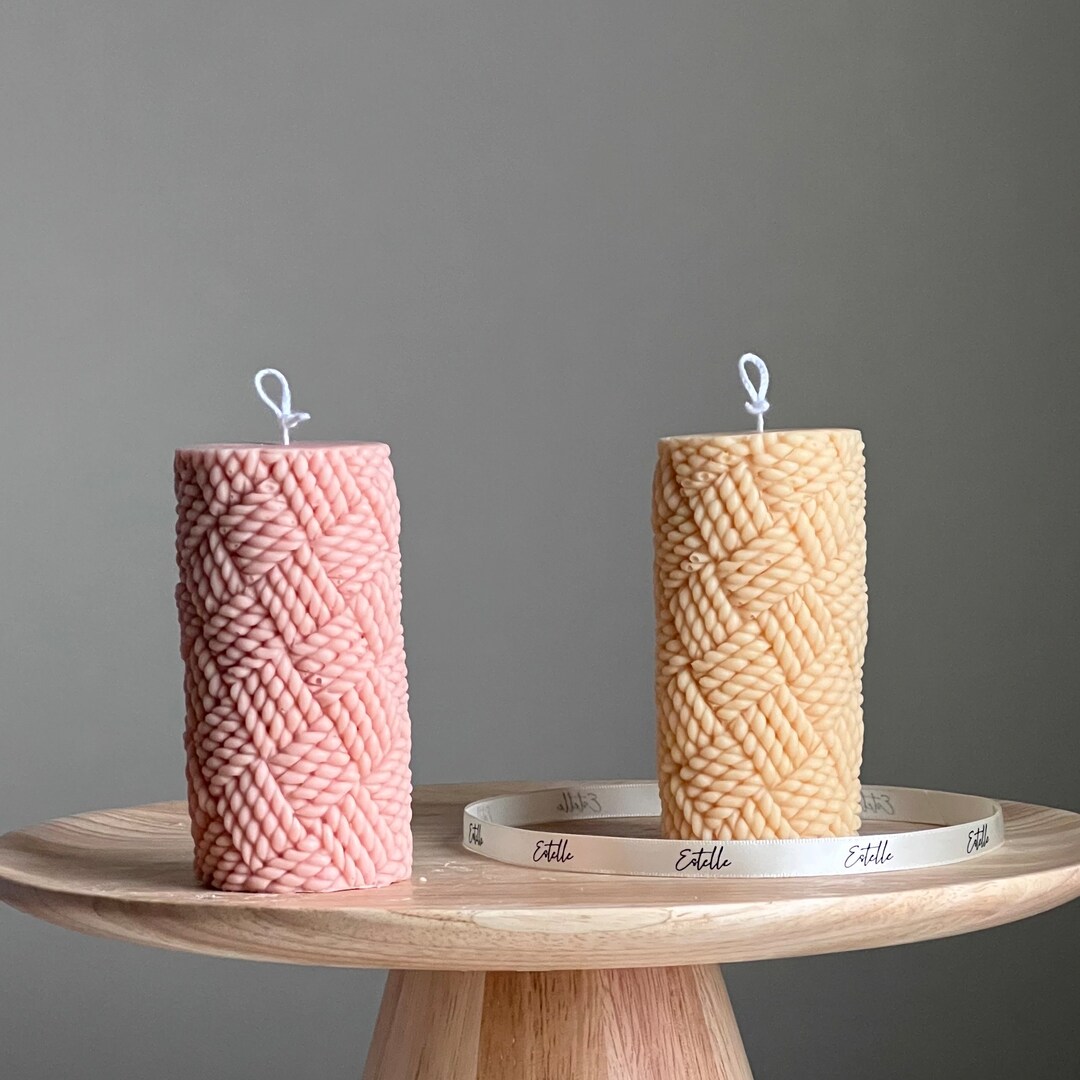 Knitted Pillar Candle | Sculptural Pillar Candle | Trendy Candle ...