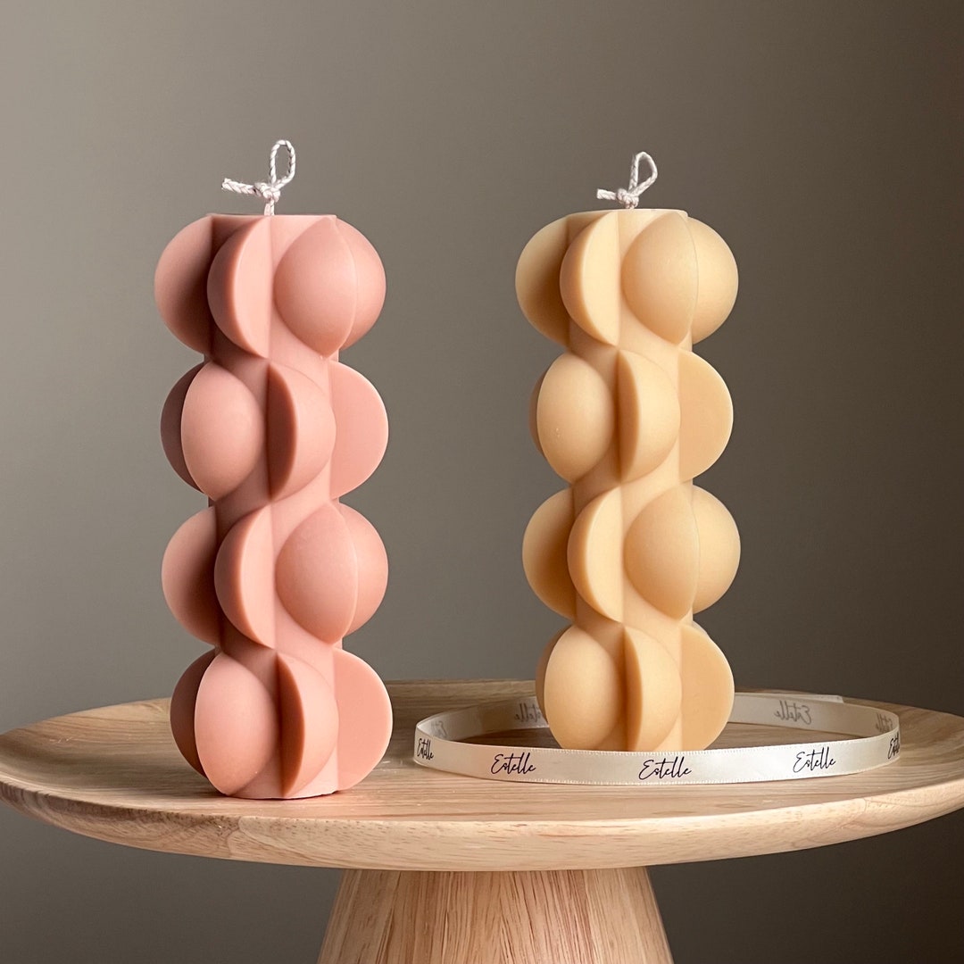 Geometric Pillar Candle | Sculptural Pillar Candle | Tall Candle ...
