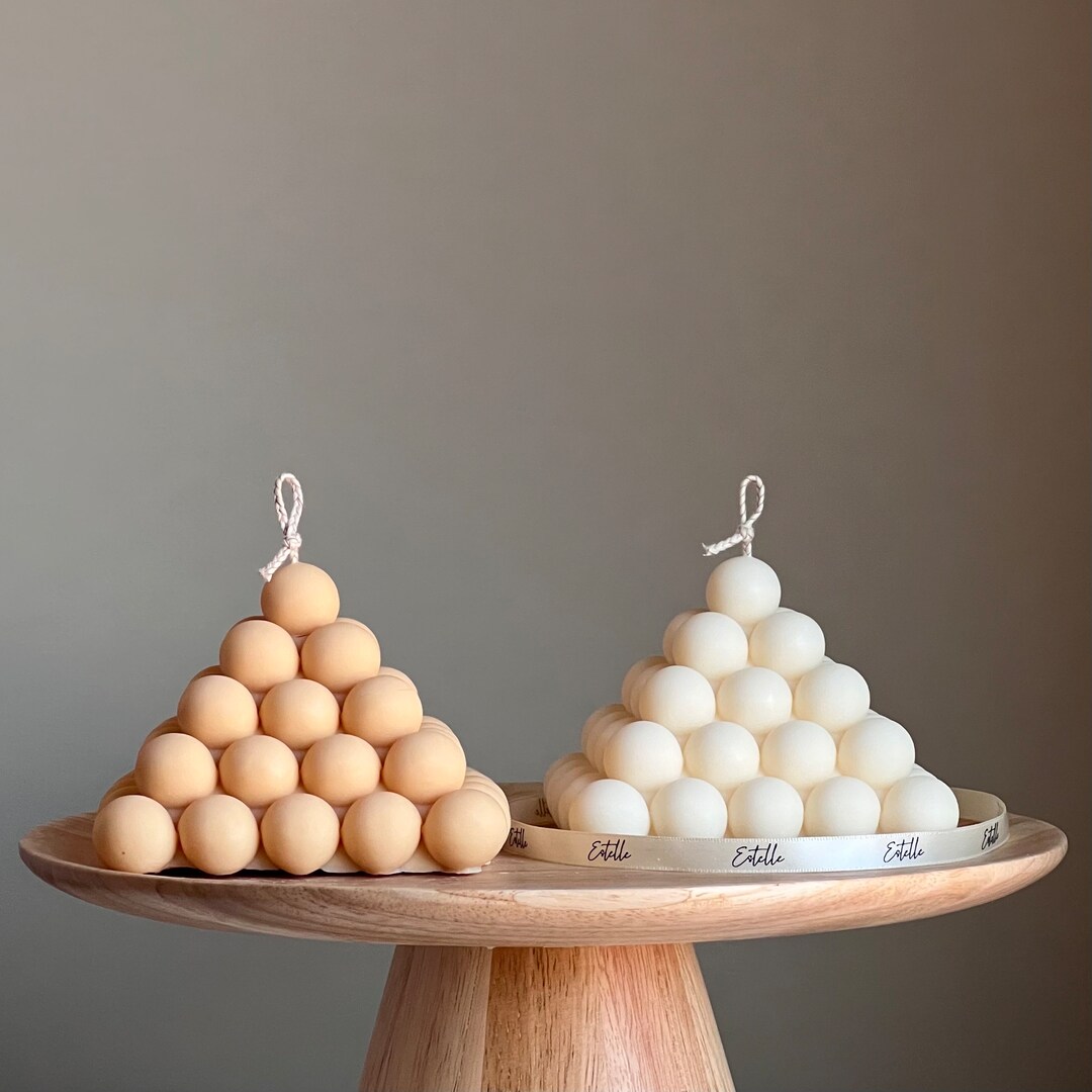 Large Bubble Pyramid Candle | Trendy Handmade Decorative Candle| Pillar ...