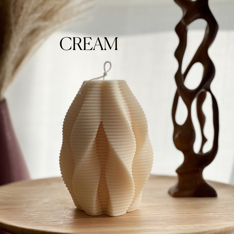 Large Ribbed Swirl Soy Candle: Abstract Geometric Decor - Etsy
