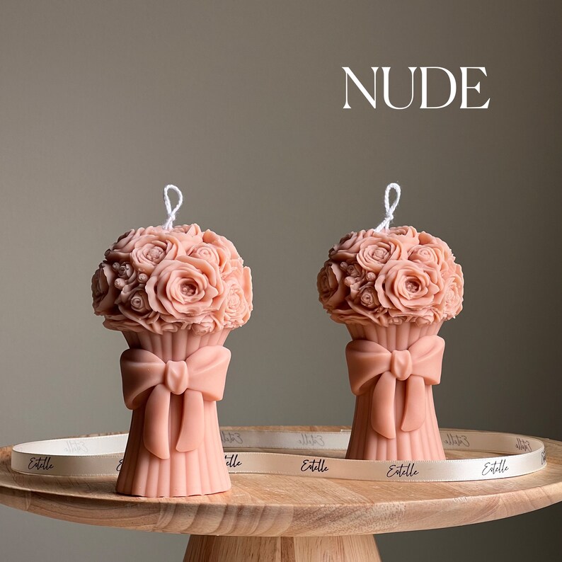 Flower Bouquet Candle sculptural Flower Pillar Candle house - Etsy