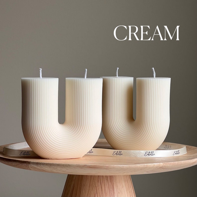 Handmade Ribbed U-shaped Soy Candle | Home Decor - Etsy