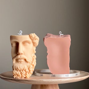 Greek Statue Half Head Candle| Zeus Bust Candle| Sculptural Pillar Soy ...